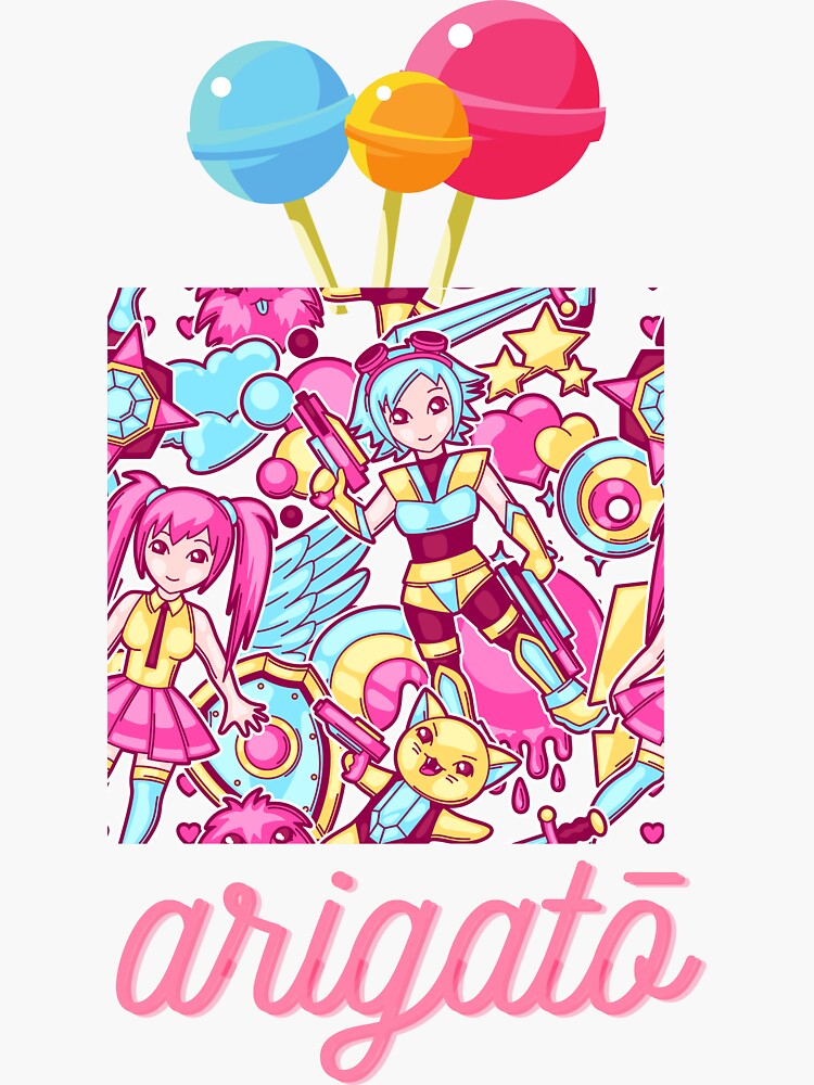 "Arigato, thank you, Japanese anime" Sticker for Sale by majaecom ...