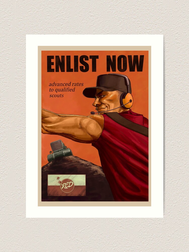 "Scout TF2 Enlist Now Propaganda poster" Art Print for Sale by ...
