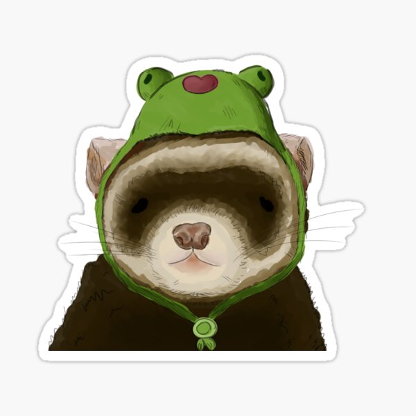 "Ferret wearing a frog hat" Sticker for Sale by ZuzikinDesigns | Redbubble