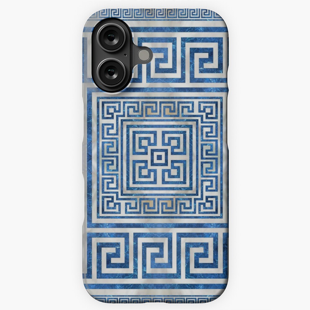 "Greek Key Ornament - Greek Meander - Blue Marble" Comforter for Sale ...