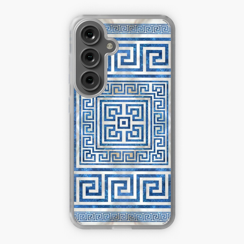 "Greek Key Ornament - Greek Meander - Blue Marble" Comforter for Sale ...