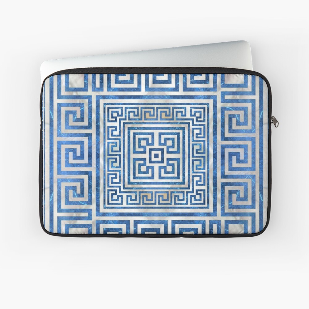 "Greek Key Ornament - Greek Meander - Blue Marble" Comforter for Sale ...