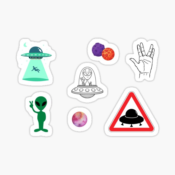"Aliens Sticker Pack Spirituality Planets Astrology UFO" Sticker for ...