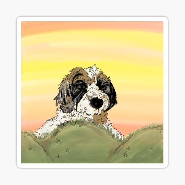 "Chilling time dog portrait " Sticker by SoniasArtwork | Redbubble