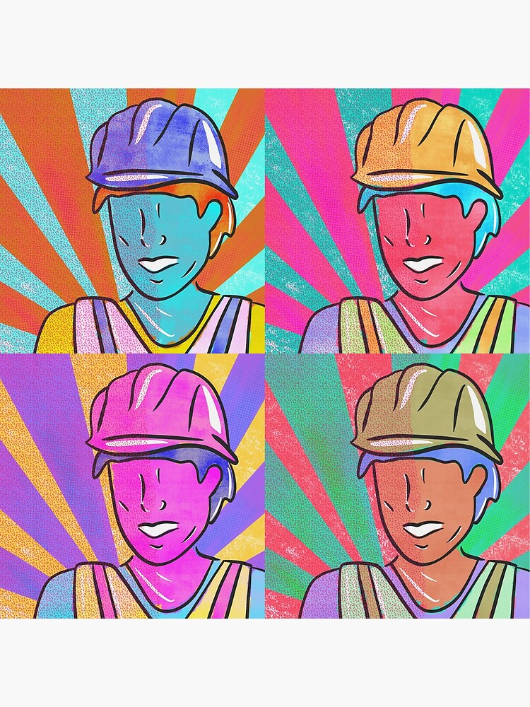 "Worker building construction civil engineer pattern pop art- 4 pic ...