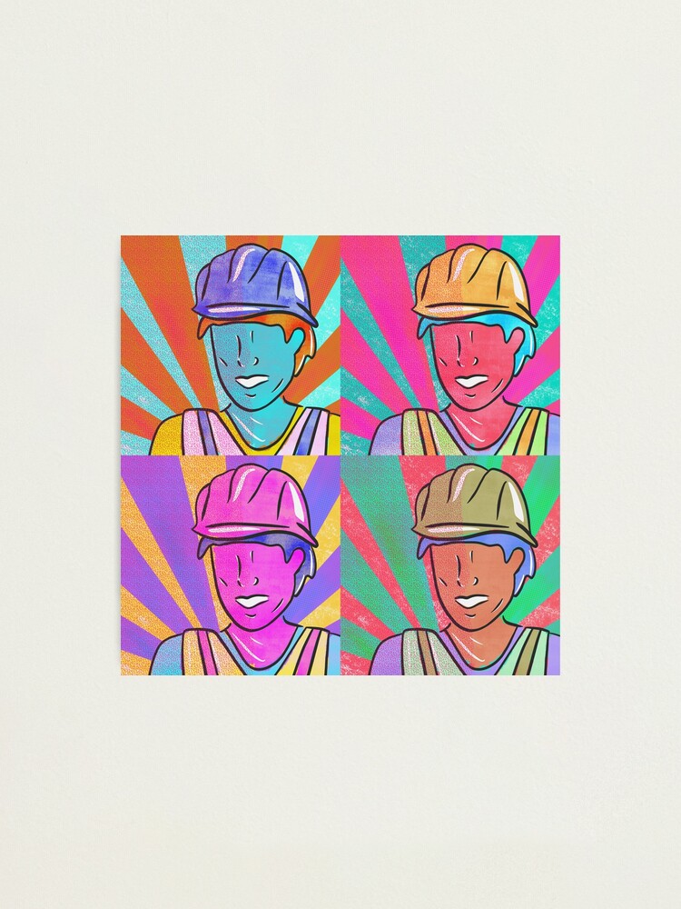 "Worker building construction civil engineer pattern pop art- 4 pic ...