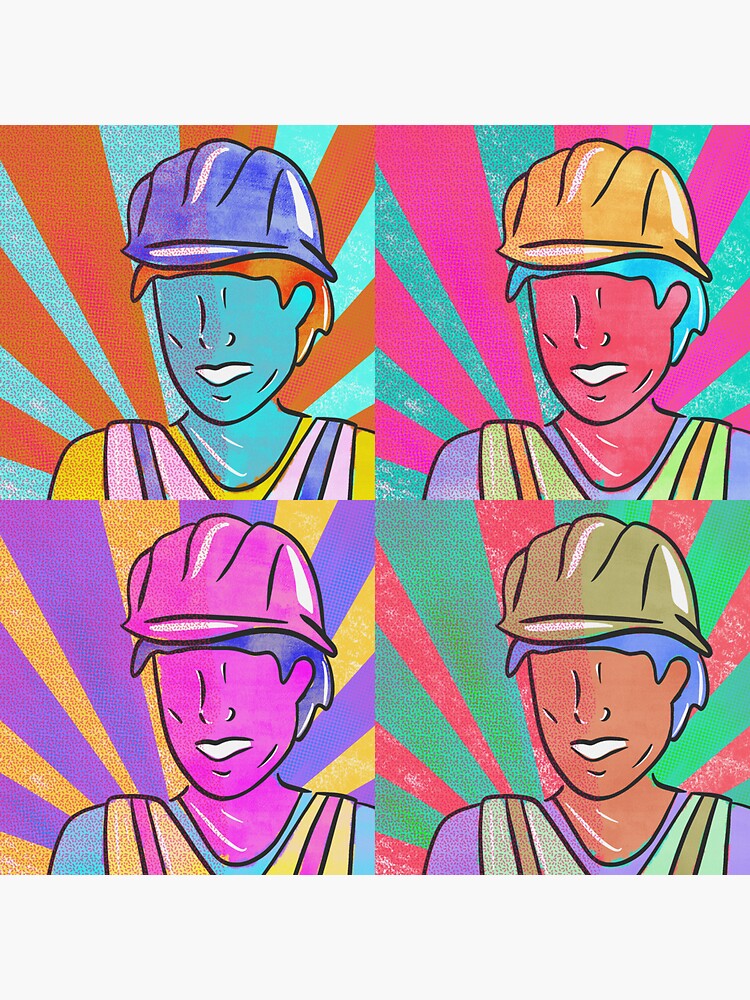"Worker building construction civil engineer pattern pop art- 4 pic ...