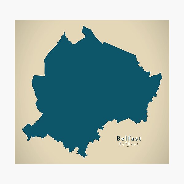 "Modern Map - Belfast county map Northern Ireland UK" Photographic ...