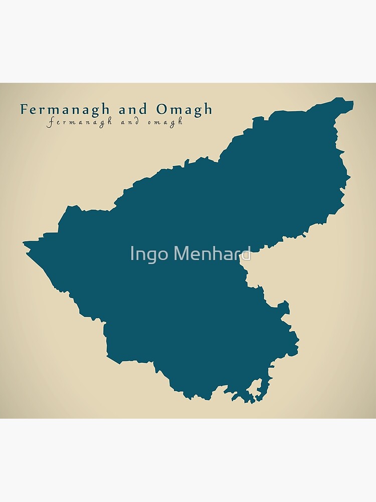 "Modern Map - Fermanagh and Omagh county map Northern Ireland UK" Art ...