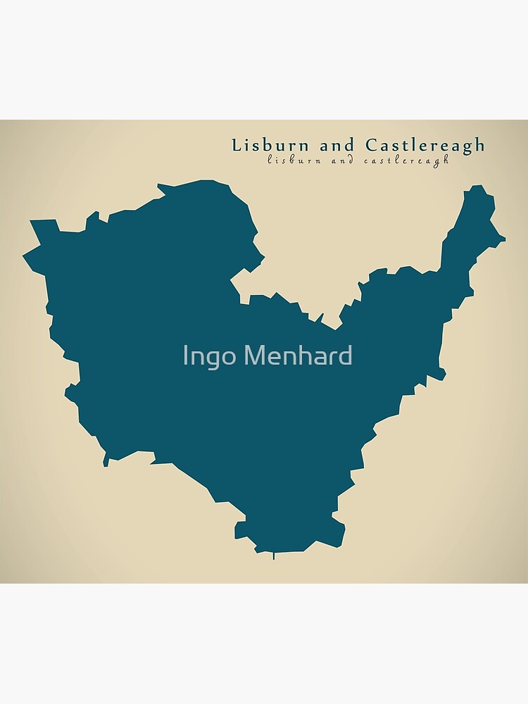 "Modern Map - Lisburn and Castlereagh county map Northern Ireland UK ...