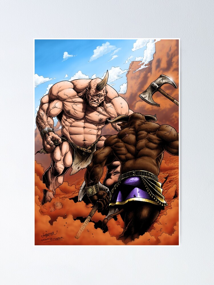 "Cyclops vs Minotaur" Poster for Sale by theoggster | Redbubble