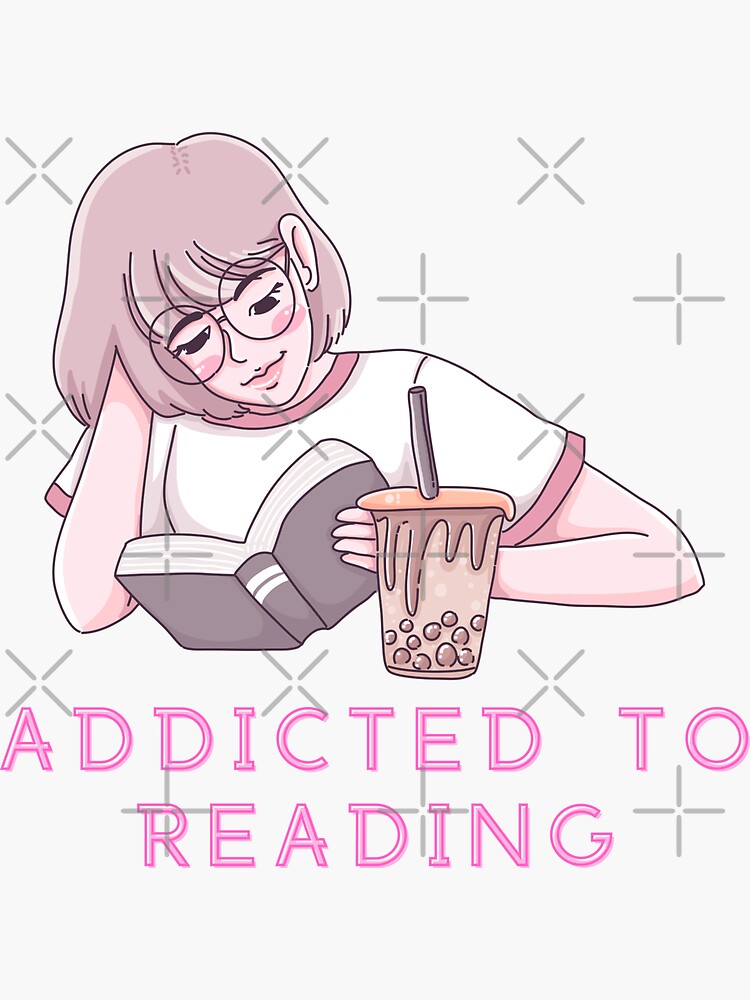 "Addicted To Reading" Sticker for Sale by SenGift | Redbubble