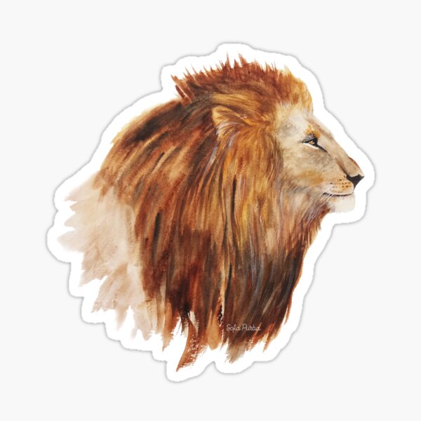 "Watercolor Lion Side Face" Sticker for Sale by SoupSouka | Redbubble