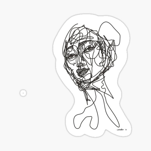 "Black and White Abstract Face" Sticker for Sale by Art-by-Makaela ...