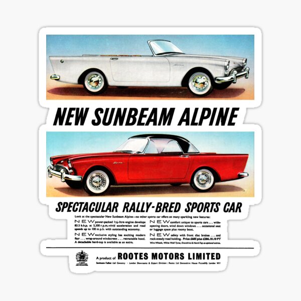 "SUNBEAM ALPINE - ADVERT" Sticker for Sale by ThrowbackM3 | Redbubble