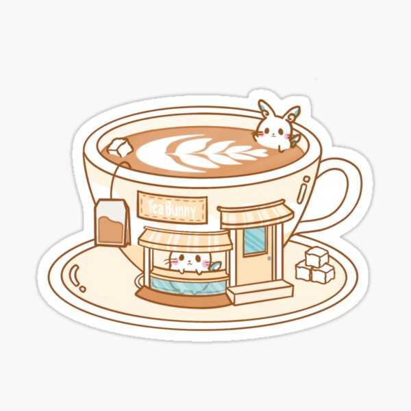 "Tea Bunny Shop Sticker" Sticker for Sale by Doozy-Doodle | Redbubble