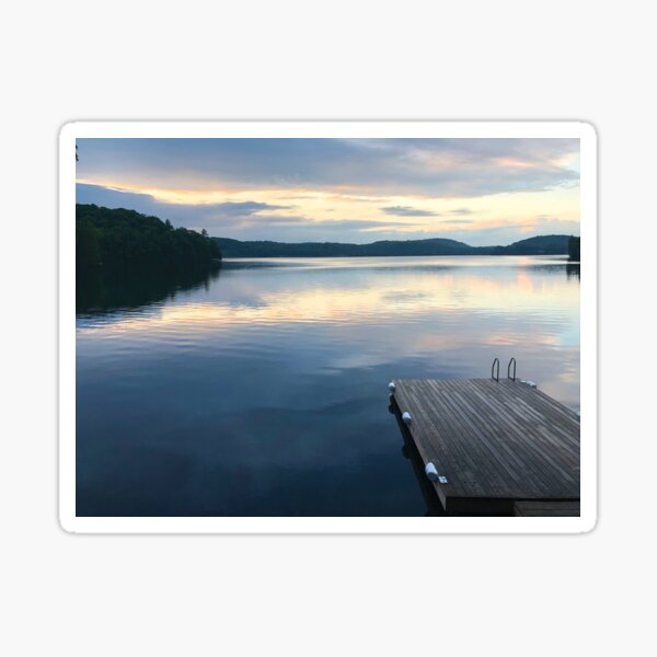 "Sunset on the Lake with a Dock" Sticker by designminds | Redbubble
