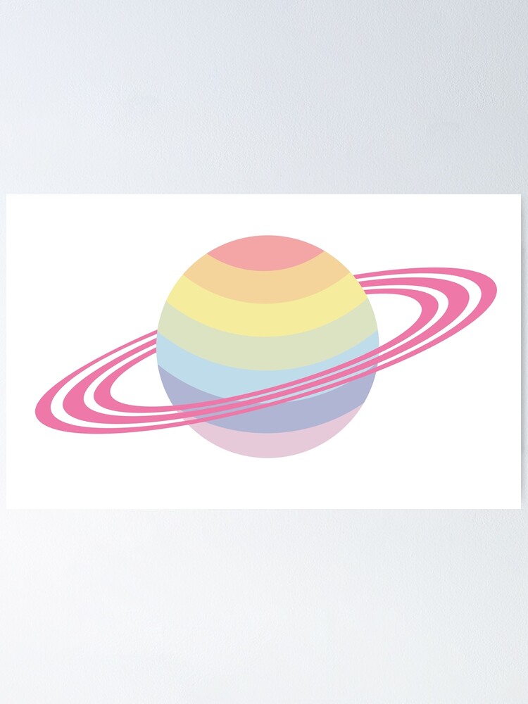 "Pastel Rainbow Planet - saturn, planets, colorful, cute, stars" Poster ...
