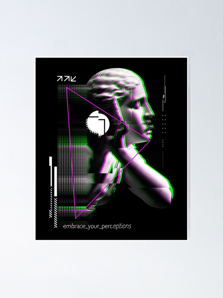 "Glitch Greek Statue Retrowave Vaporwave Synthwave" Poster by cryonico ...