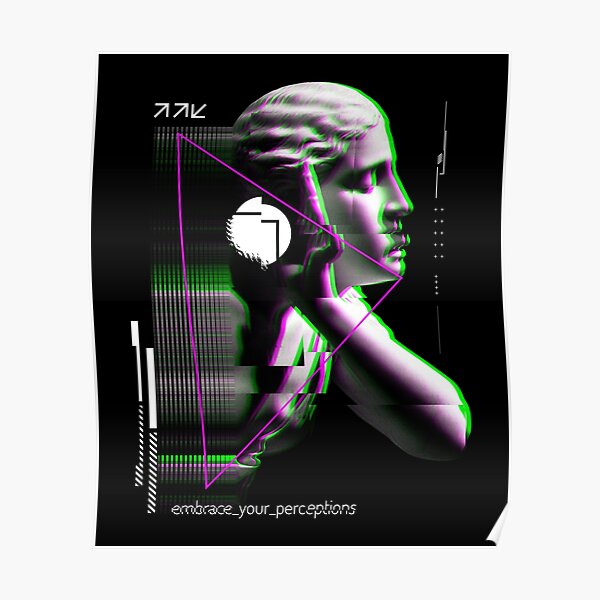 "Glitch Greek Statue Retrowave Vaporwave Synthwave" Poster by cryonico ...