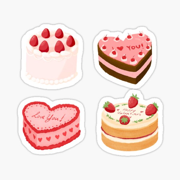 "Cute Pink Cakes Illustration" Sticker for Sale by gojibearstudio ...