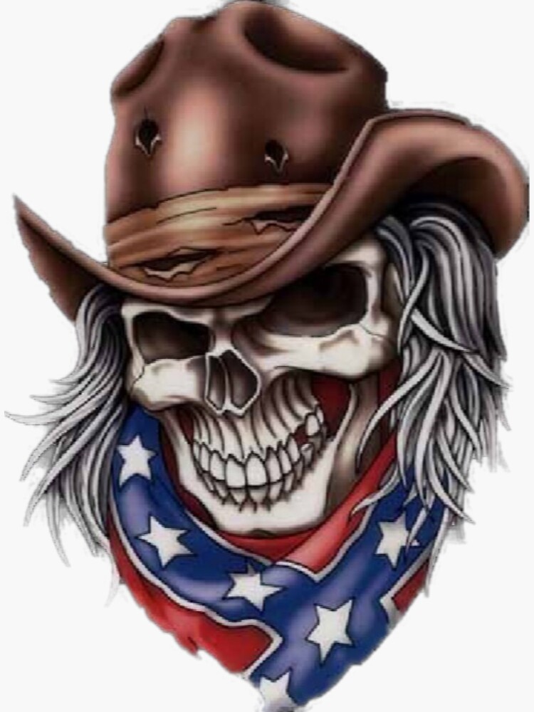 "Rebal Skeleton Biker Cowboy Skull" Sticker for Sale by slashrose4ever ...