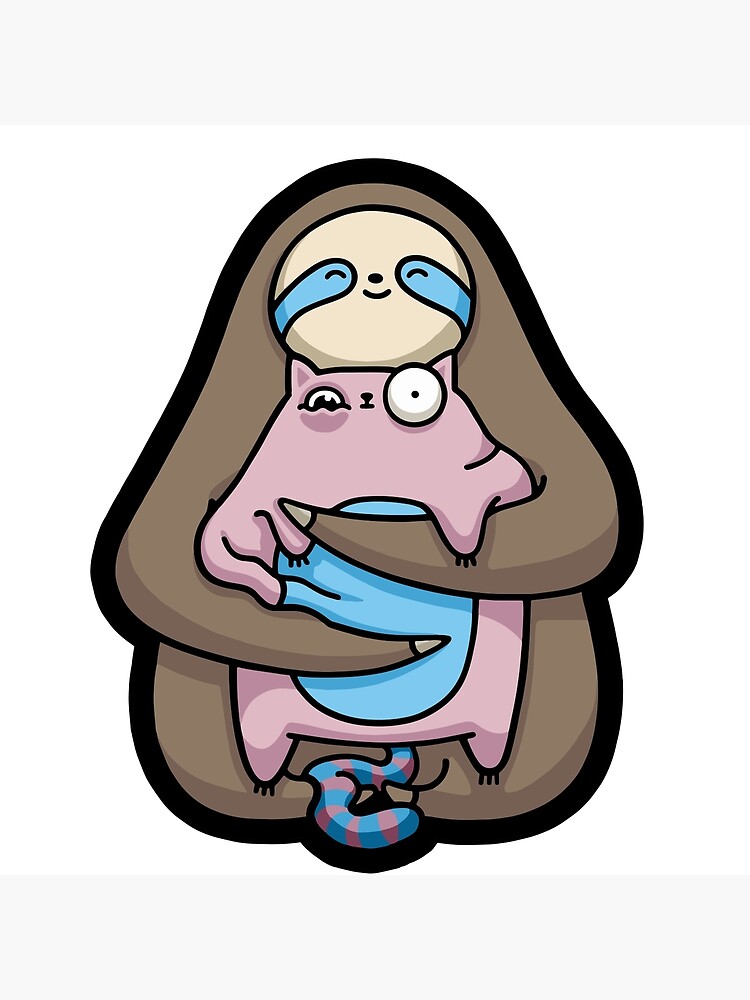 "Sloth Hugging Cat (Cotton Candy Ver.)" Poster for Sale by ...