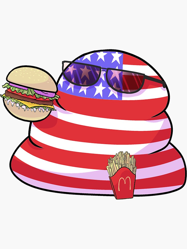 "USABall - Junk food (Countryballs)" Sticker for Sale by YoyoHana ...