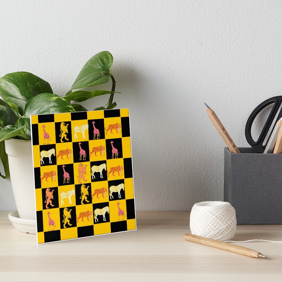 "Animal Crossing Checker Savanna Animal Pattern Black Yellow " Art ...