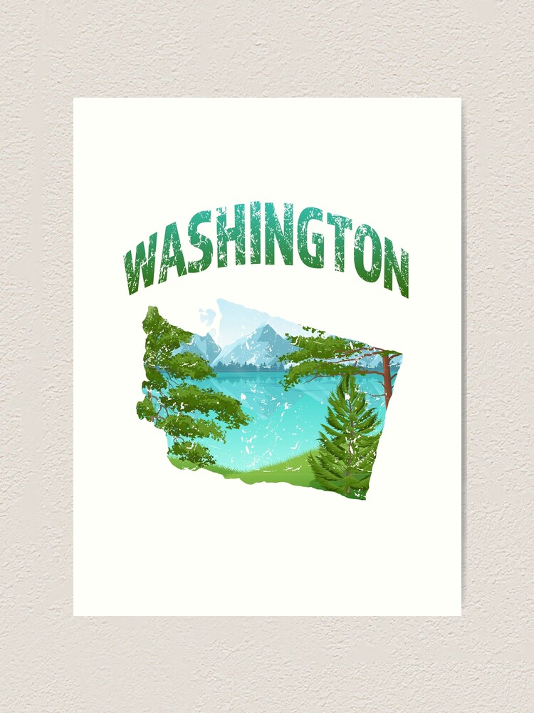 "Washington State Decorative State Map Shape with Nature Scene (US ...