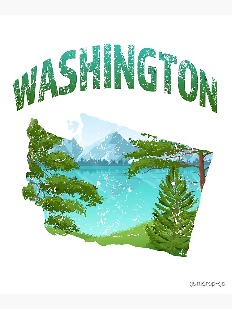 "Washington State Decorative State Map Shape with Nature Scene (US ...