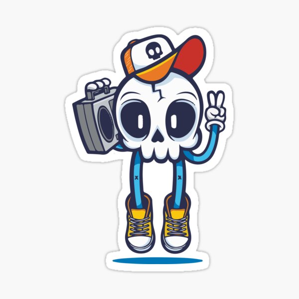 "Music Freak Funny Skull" Sticker by HamzaBinTariq | Redbubble