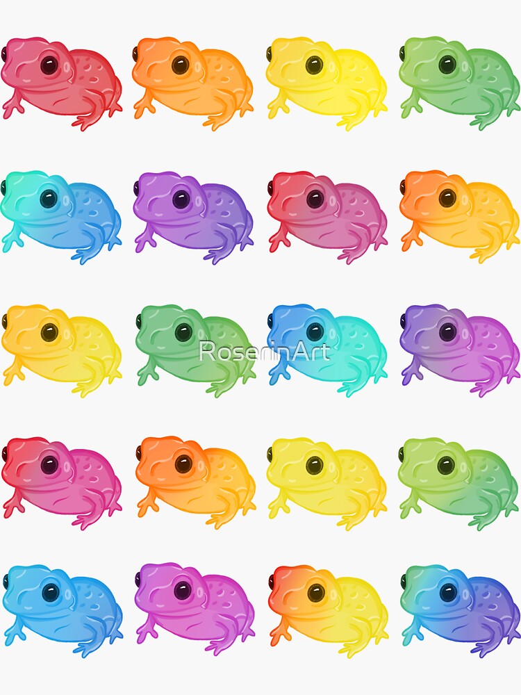 "Rainbow Frogs" Sticker for Sale by RoserinArt | Redbubble