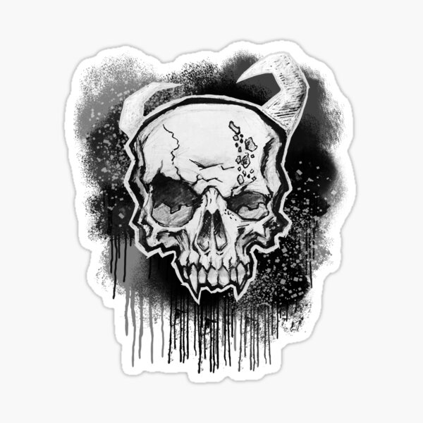 "White Demon Skull" Sticker by HelenArt | Redbubble