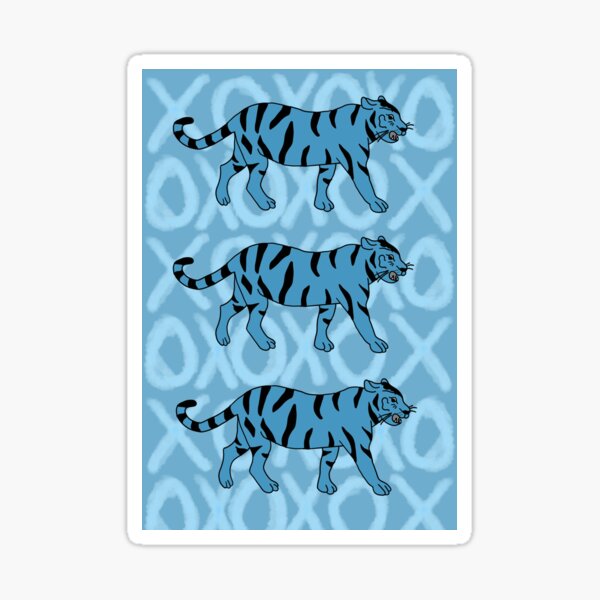 "Preppy Blue Tigers" Sticker for Sale by lilydardano | Redbubble