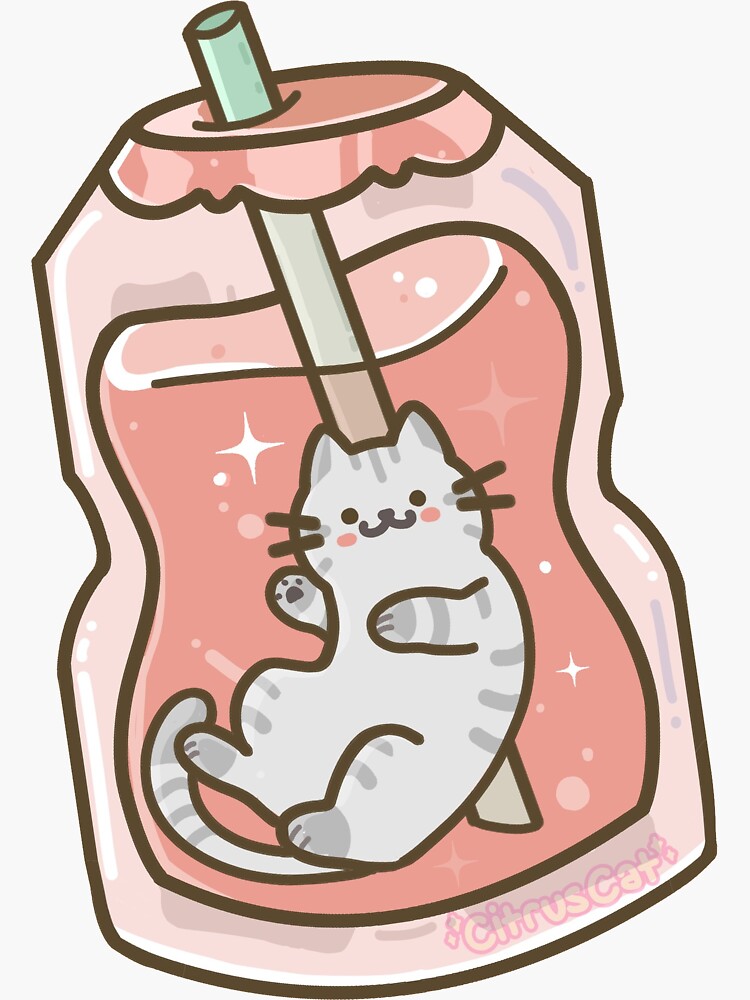 Pegatina «Gato Yakult Fresa» de sodasprouts | Redbubble
