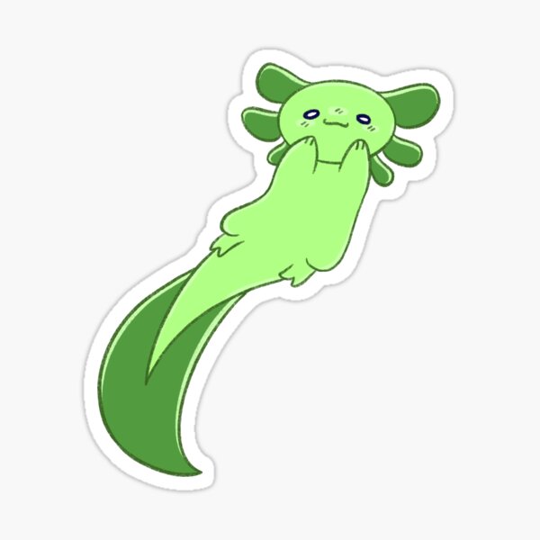 "Green Axolotl" Sticker for Sale by Mae-Doodles | Redbubble