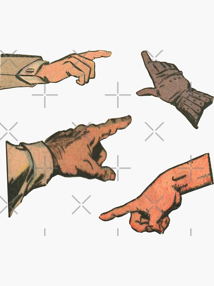 "Pointing Fingers Sticker Pack - Vintage Comic Hands" Sticker for Sale ...