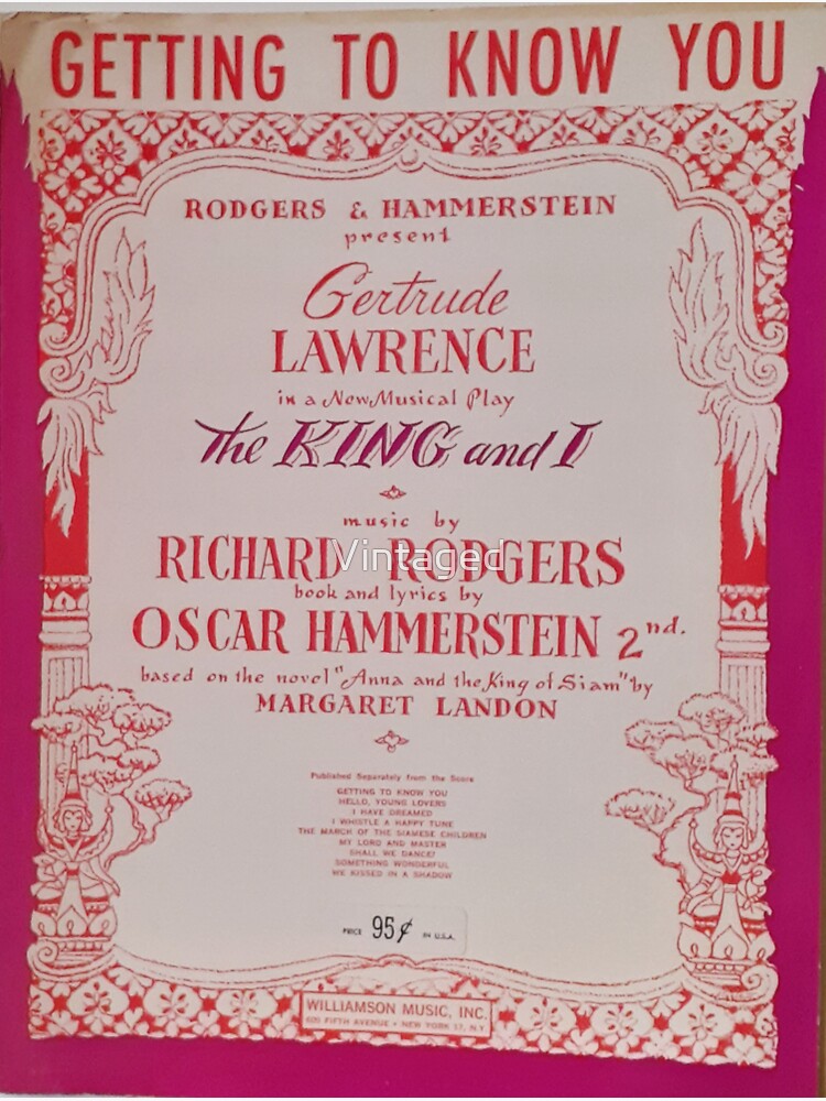 "Getting to Know You, The King And I, Rodgers and Hammerstein, Sheet ...