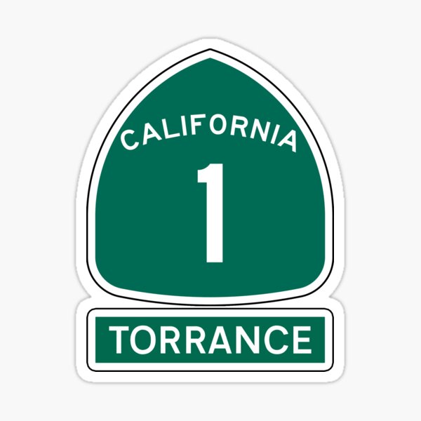 "PACIFIC COAST HIGHWAY TORRANCE CALIFORNIA ROUTE 1" Sticker by ...