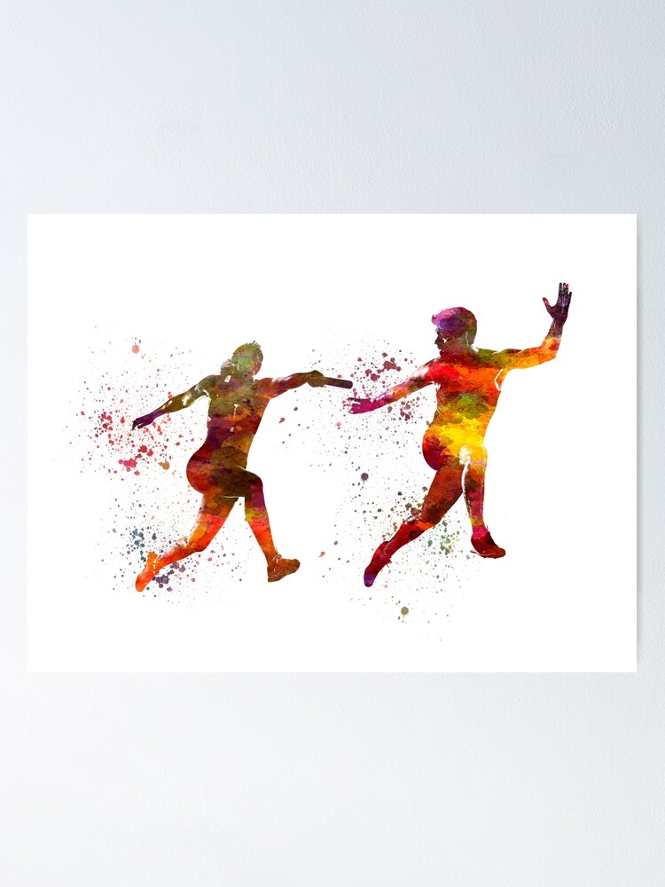 "Relay race in watercolor" Poster by paulrommer | Redbubble