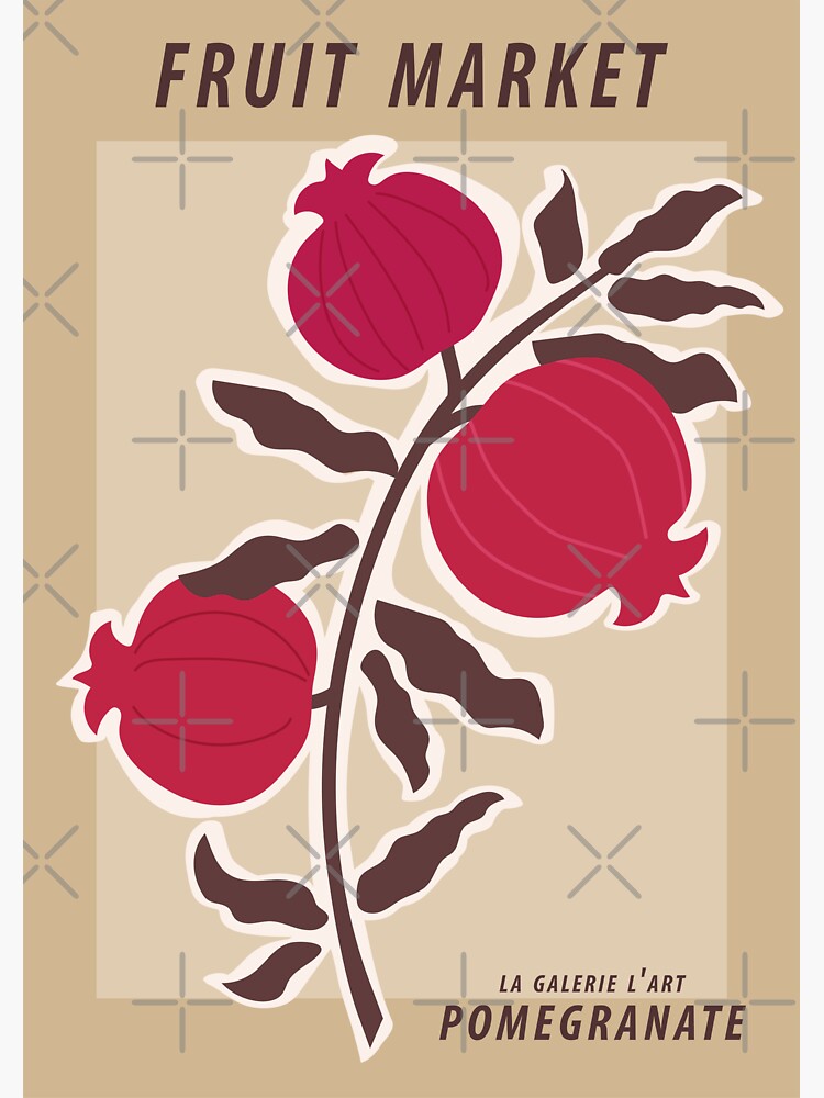 "Fruit market print, Pomegranate art print, Posters aesthetic, Fruit ...