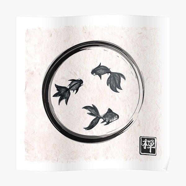 "Enso Goldfishes Kanji Zen" Poster by ElenaDanilo | Redbubble