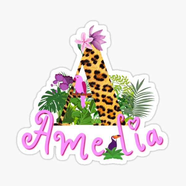"Monogram letter A jungle design, name amelia" Sticker for Sale by ...