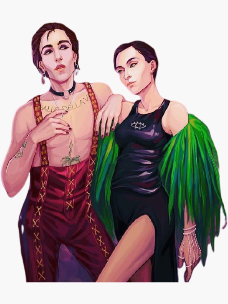 "Damiano David and Kateryna Pavlenko" Sticker by AaPink | Redbubble
