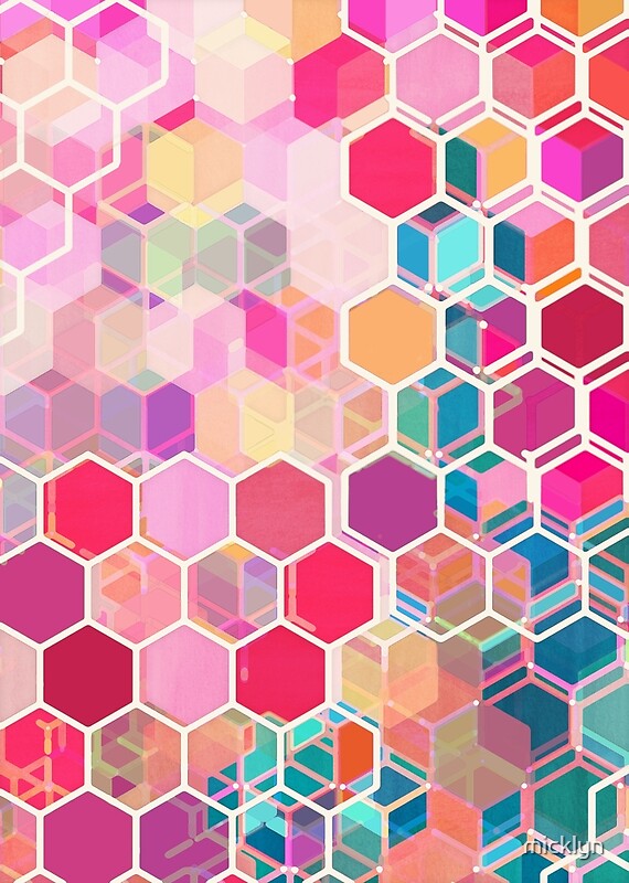 "Rainbow Honeycomb - colorful hexagon pattern" by micklyn | Redbubble