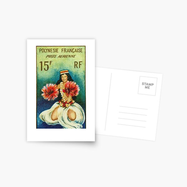 "Vintage 1964 Tahitian Dancer Postage Stamp" Postcard for Sale by ...