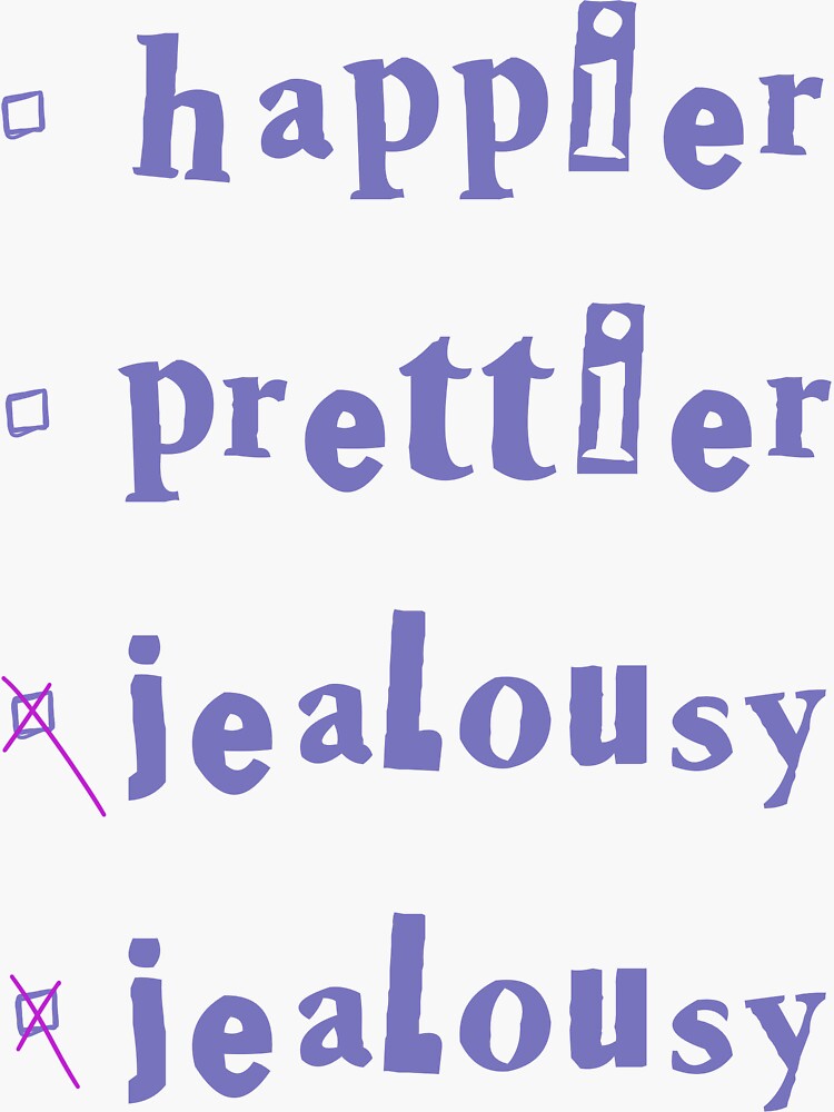 "Jealousy, jealousy text" Sticker for Sale by RUEROSA | Redbubble