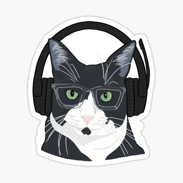 "Streamer cat" Sticker by dinodogpawtrait | Redbubble