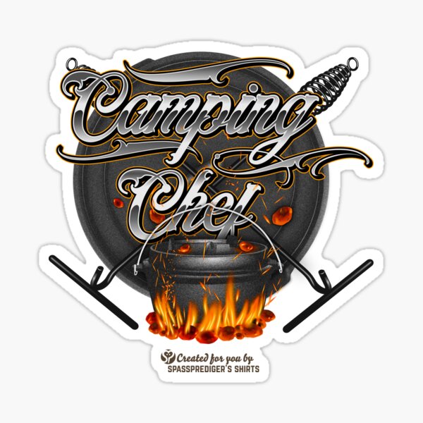 "Dutch Oven Camping Chef" Sticker by Spassprediger | Redbubble
